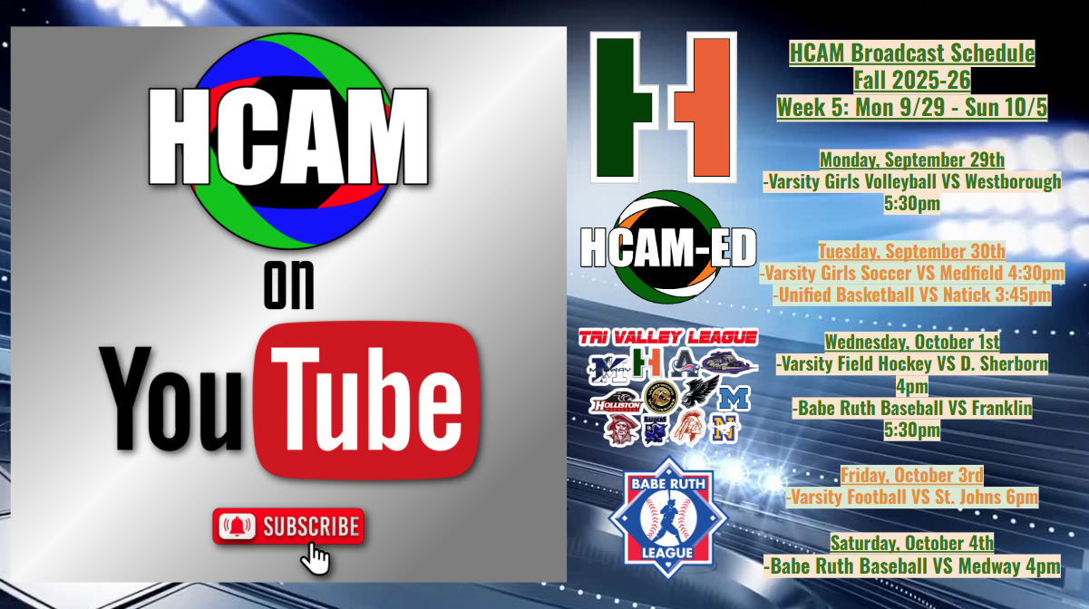 Hopkinton Hillers Fall 25-26 Broadcast Schedule: Mon, September 29th through Sun, October 5th ...