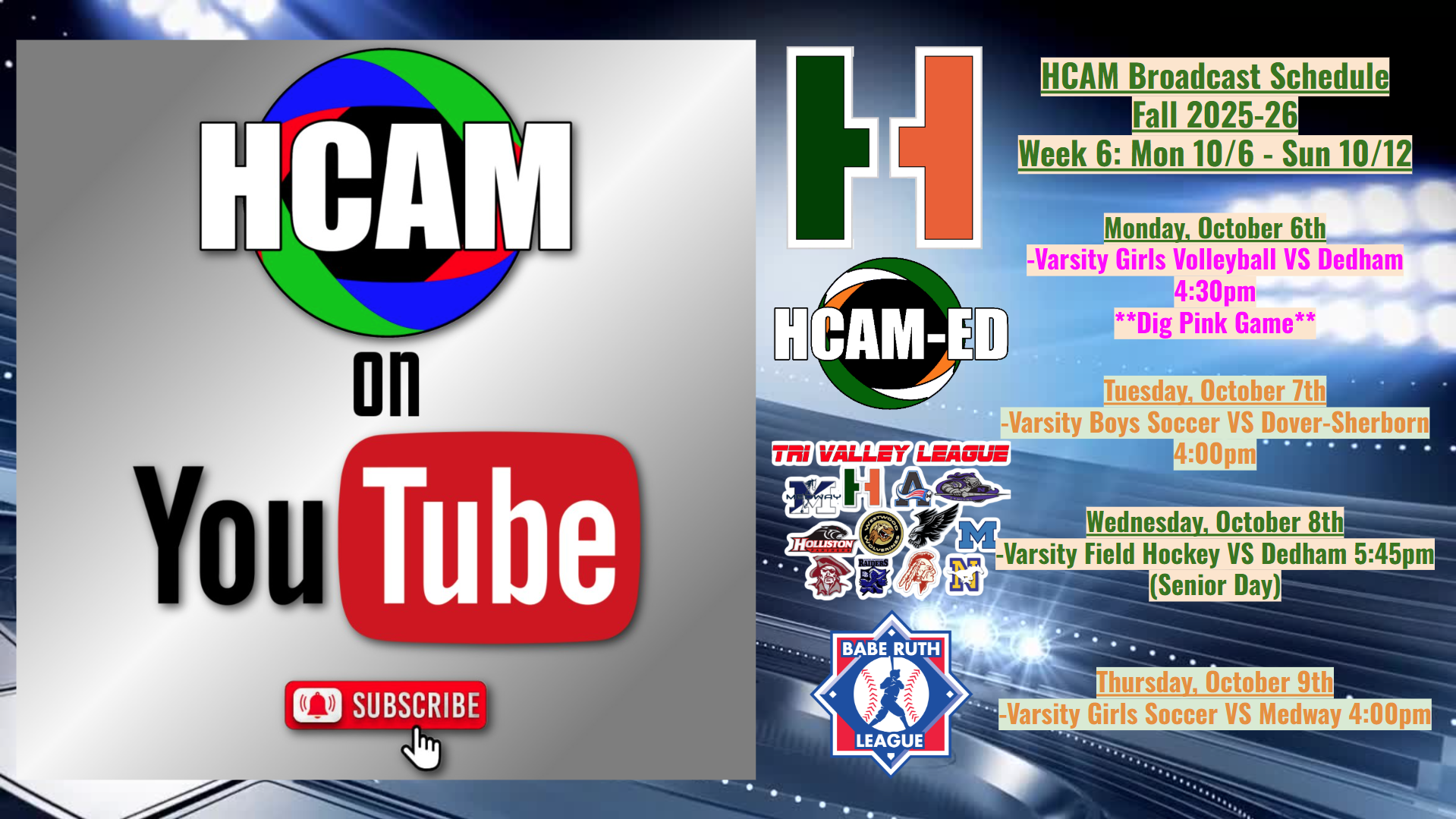 HCAM Broadcast Schedule Fall 2025-26 Week 6: Mon 10/6 – Sun 10/12 ...